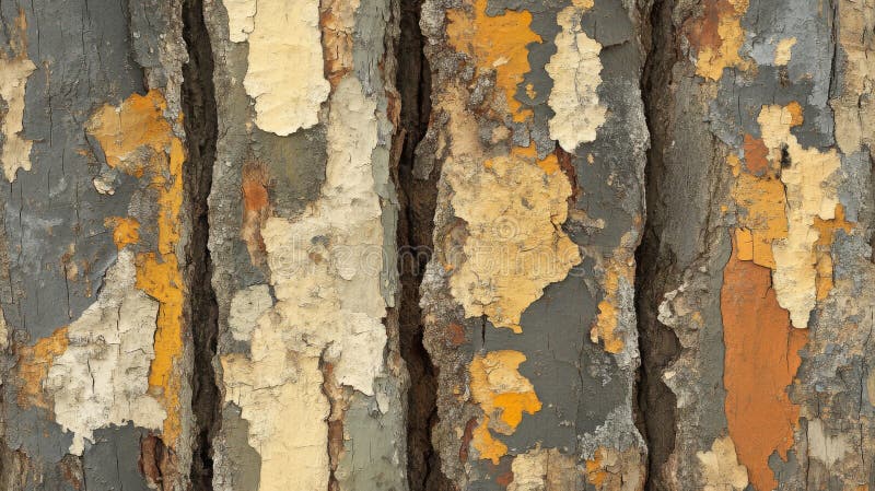 Peeling Paint on Tree Trunks Reveals Aged Texture Stock Illustration ...