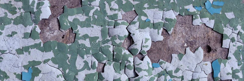 Peeling Paint on the Wall. Panorama of a Concrete Wall with Old Cracked ...