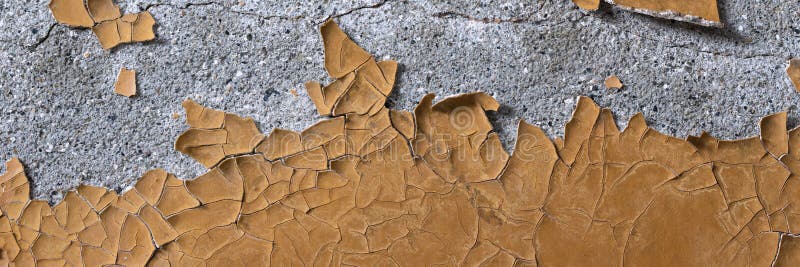 Peeling Paint on the Wall. Panorama of a Concrete Wall with Old Cracked ...