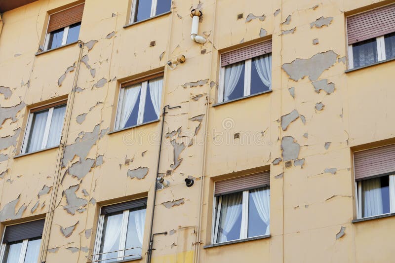 Peeling Paint on the Wall of a Residential Building Stock Photo - Image ...