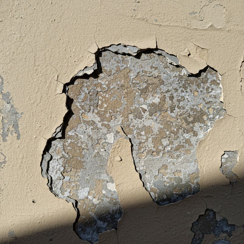 Peeling Paint on a Wall Reveals a Mottled Surface Beneath. the Outer ...