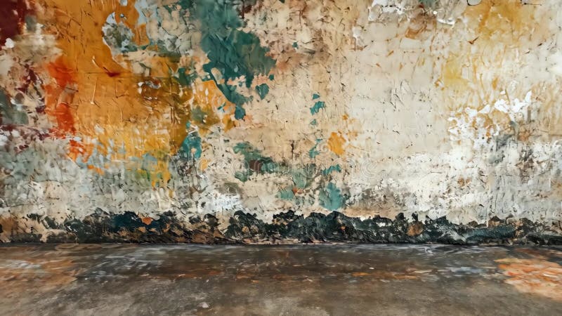 Peeling Paint Wall Texture with Mold Growth Indicating Moisture Damage ...