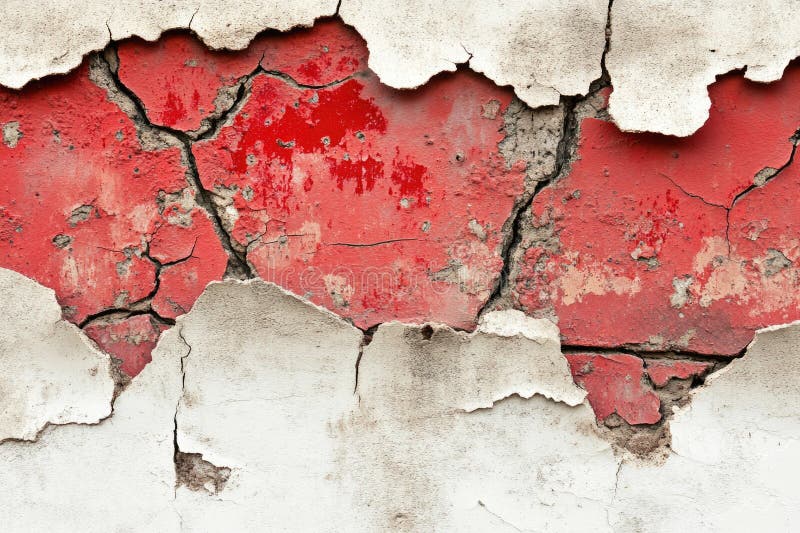 Peeling Painted Red White Wall Stock Image - Image of architecture ...