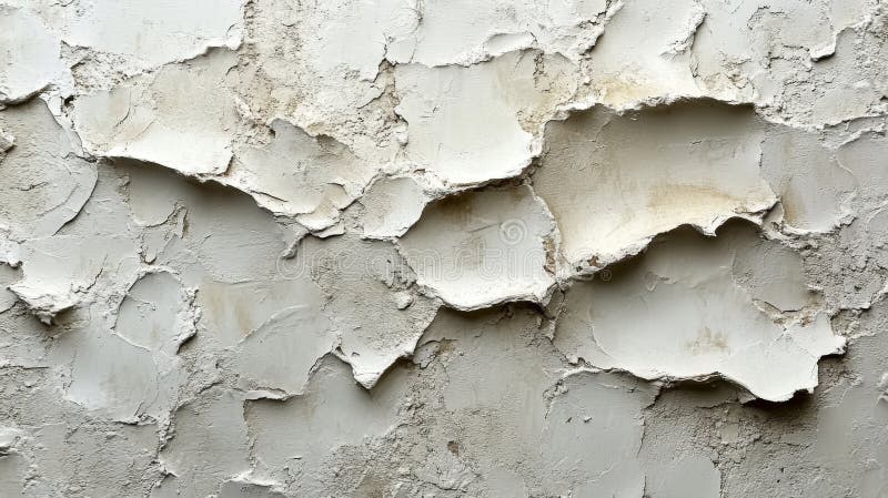 Peeling Plaster Revealing Underlying Layers on a Textured Wall in an ...