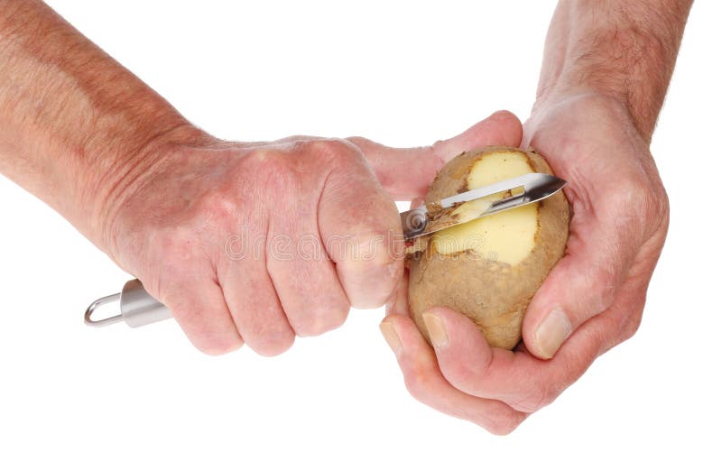 Peeling potato stock photo. Image of male, peeling, closeup - 34862970