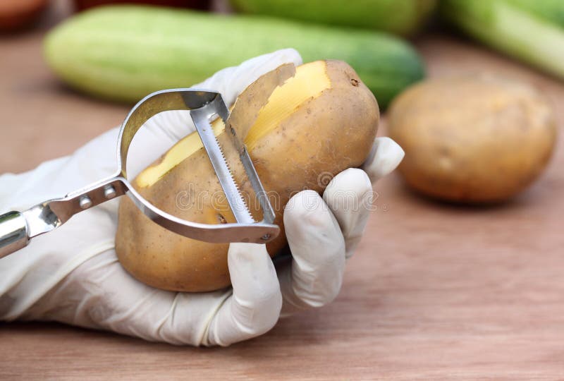 Peeling potato stock image. Image of green, white, hold - 15411685