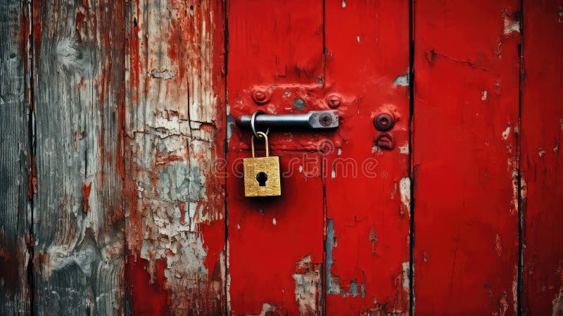 Peeling red lock stock photo. Image of paint, focus - 361814008