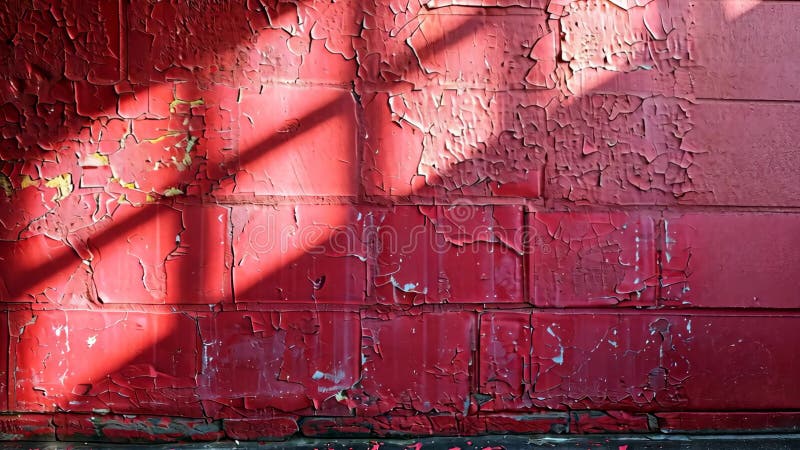 Peeling Red Paint on a Brick Wall with Sunlight, Texture and Decay ...