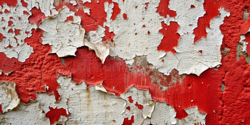 Peeling Red Paint on a Wall, Close-up of Abstract Texture, Red White ...