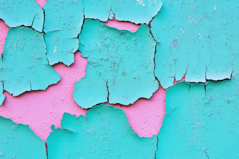Peeling Turquoise and Pink Paint Texture on a Wall Surface Stock Image ...