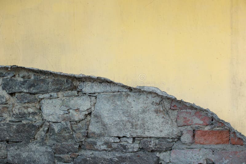 Peeling Wallpaper. Old Rough Stone on Cement Pattern Wall Background ...