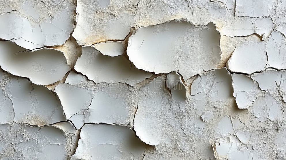 Peeling White Paint on a Rough Wall Texture, Close-up. Decay and ...