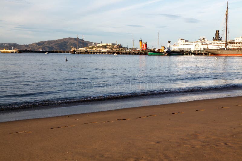 California Peer with People and Ocean Stock Image - Image of mudflat ...