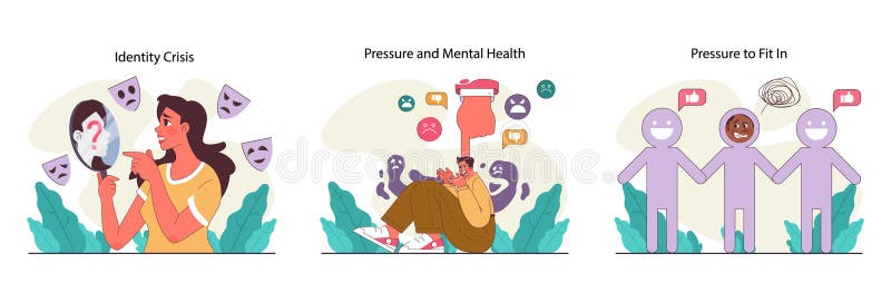 Peer Pressure Concept Set. People of Various Age Groups and Statuses ...