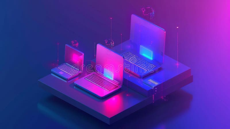 A Peer To Peer Computer Network Isometric Landing Page. P2P Internet ...