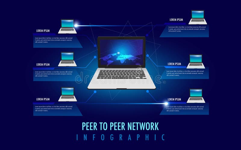 Peer To Peer Infographic Template and Laptop Icon Stock Illustration ...