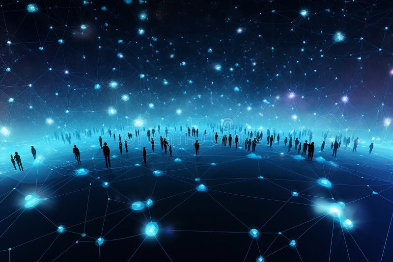 Peer To Peer Network Background in Blue Tones, Generative AI Stock ...