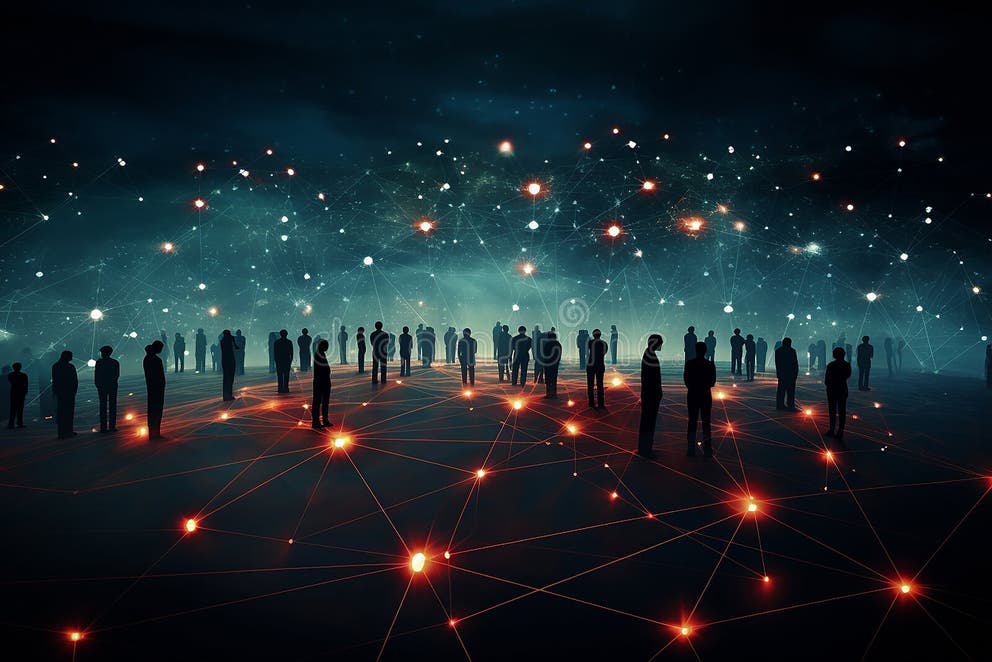 Peer To Peer Network Background in Blue Tones, Generative AI Stock ...