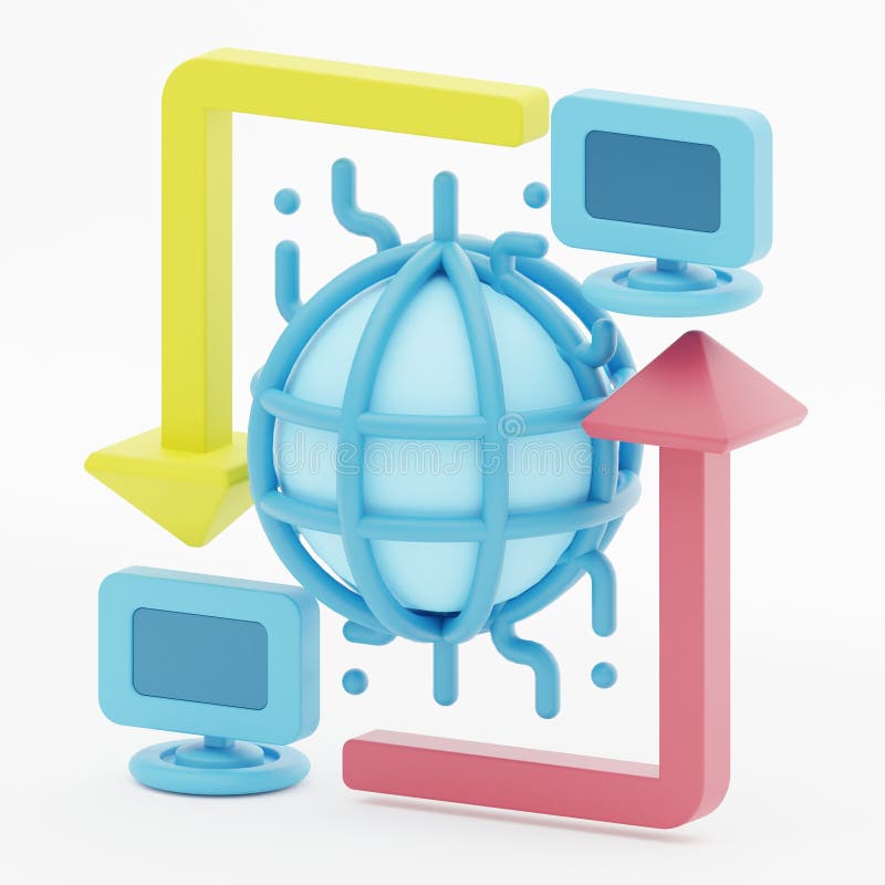 Peer To Peer Network 3d Icon Represented with Interconnected Computers ...