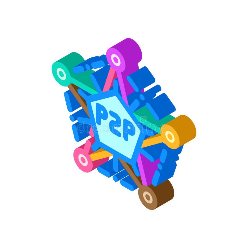 Peer To Peer Nodes Decentralized Application Isometric Icon Vector ...