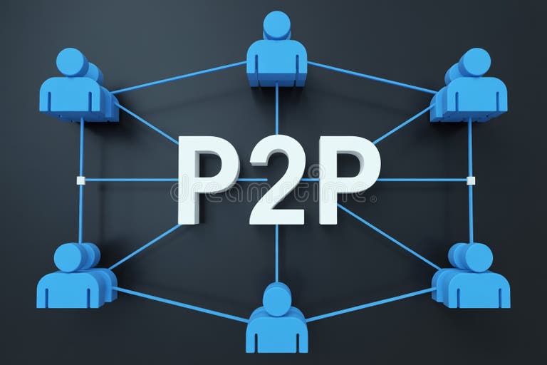 Peer To Peer Network Diagram Concept for Decentralized Technology and File Sharing Illustration ...