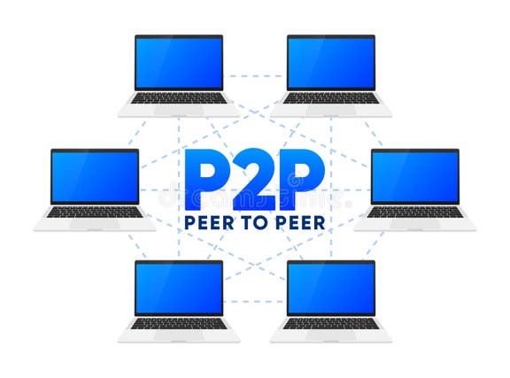 Peer To Peer System. Global Online P2p. System Computer Linked Network ...