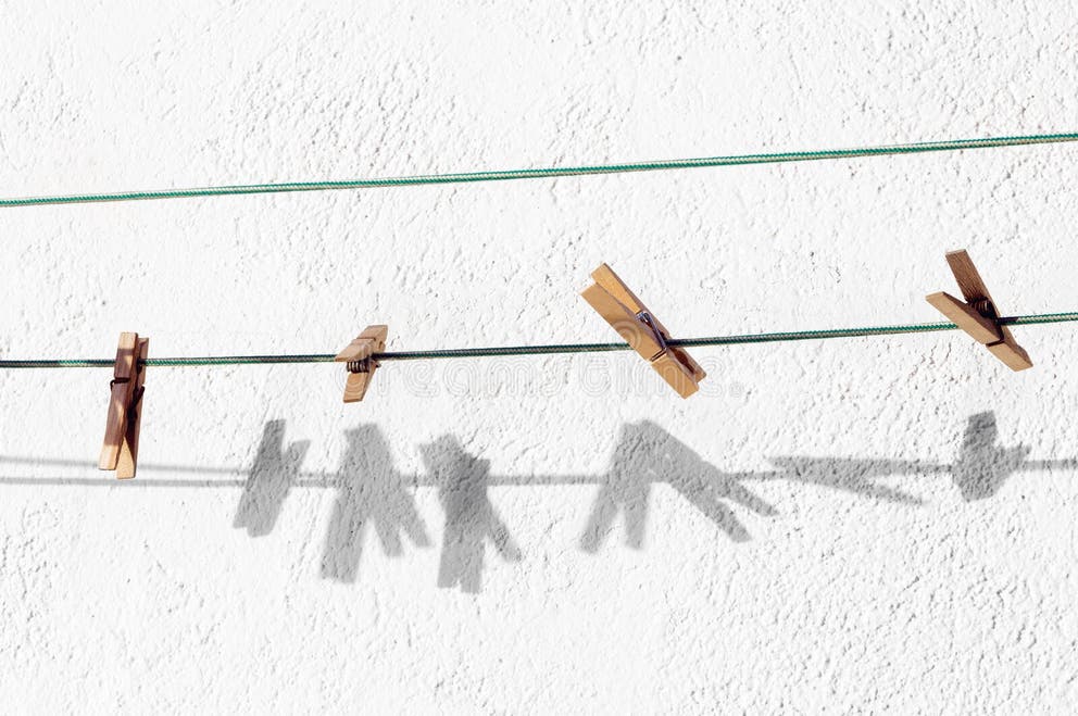 Peg for Clothes and Shadows Stock Photo - Image of housework, white ...