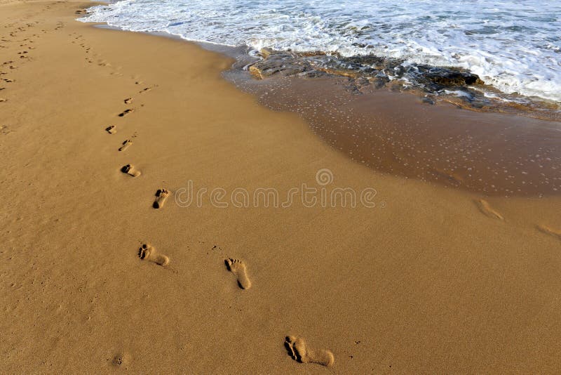 Pegadas na areia foto de stock. Imagem de praia, descanso - 100555408