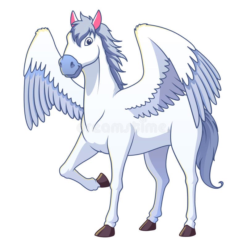 Pegasus Cartoon Illustration Color Stock Illustration - Illustration of ...