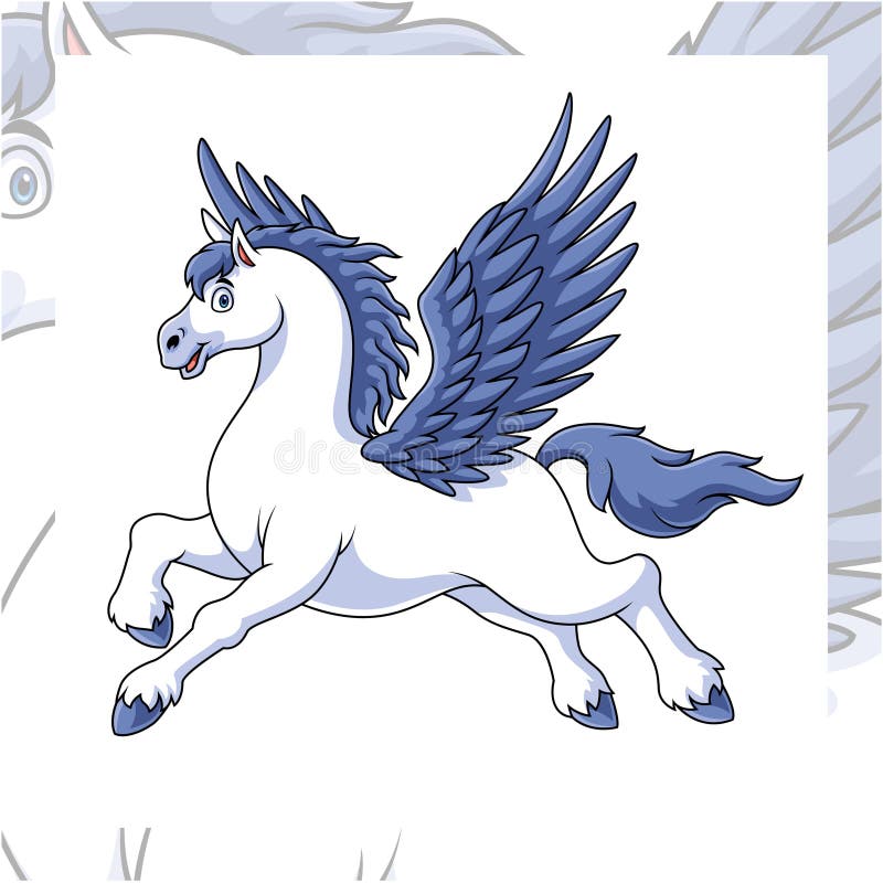 Pegasus Cartoon Mascot Character Design Stock Vector - Illustration of ...