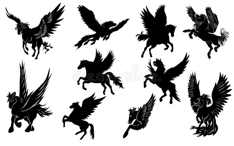 Pegasus Cheval Grec Silhouette Clipart Illustration de Vecteur ...