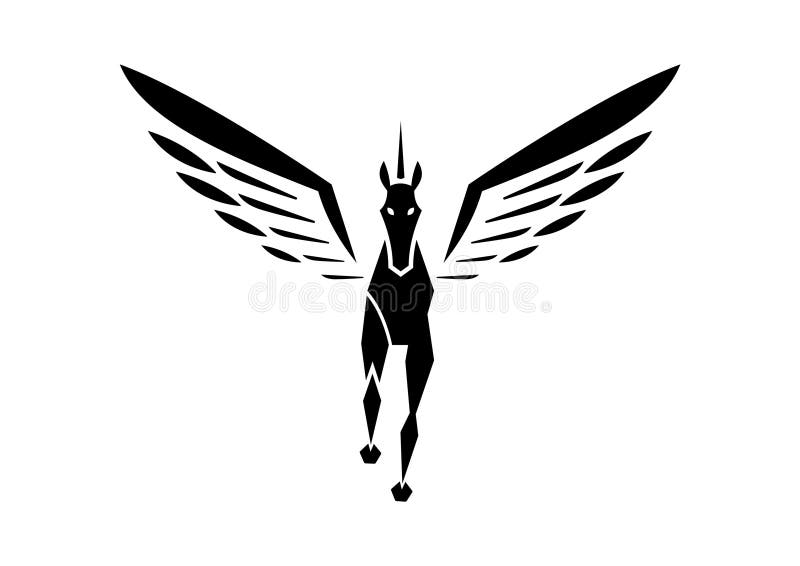 Pegasus Icon Hand Draw Black Colour Mythical Logo Symbol Perfect Stock ...