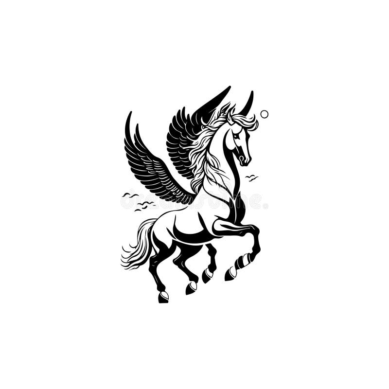 Pegasus Icon Hand Draw Black Colour Mythical Logo Symbol Perfect Stock ...