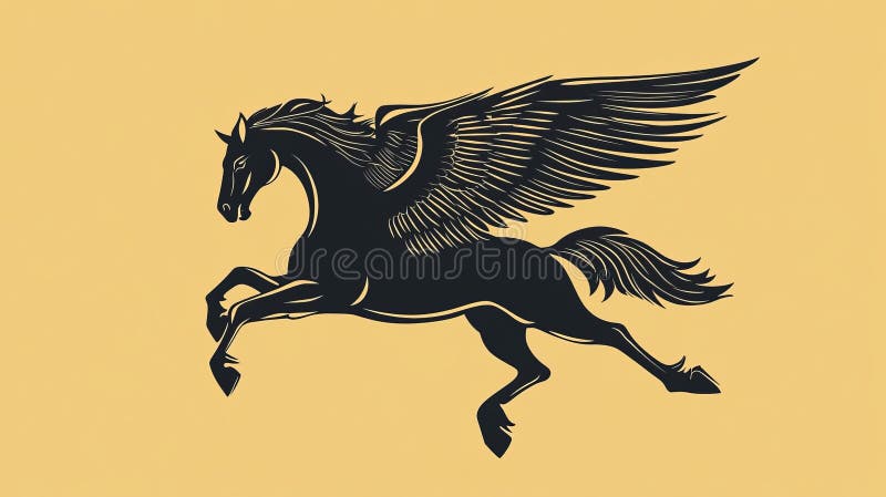 Pegasus Stallion Silhouette. Mythical Winged Horse Illustration Stock ...
