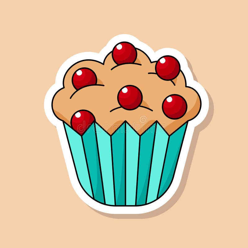 Pegatina De Quequitos De Dibujos Animados Vectoriales. Postre Dulce ...