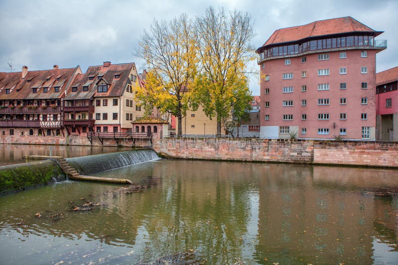 Pegnitz river in Nuremberg stock image. Image of town - 163347065