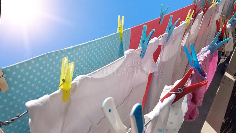 Pegs Laundry Clothes Drying by the Sun Energy Saving Stock Image ...