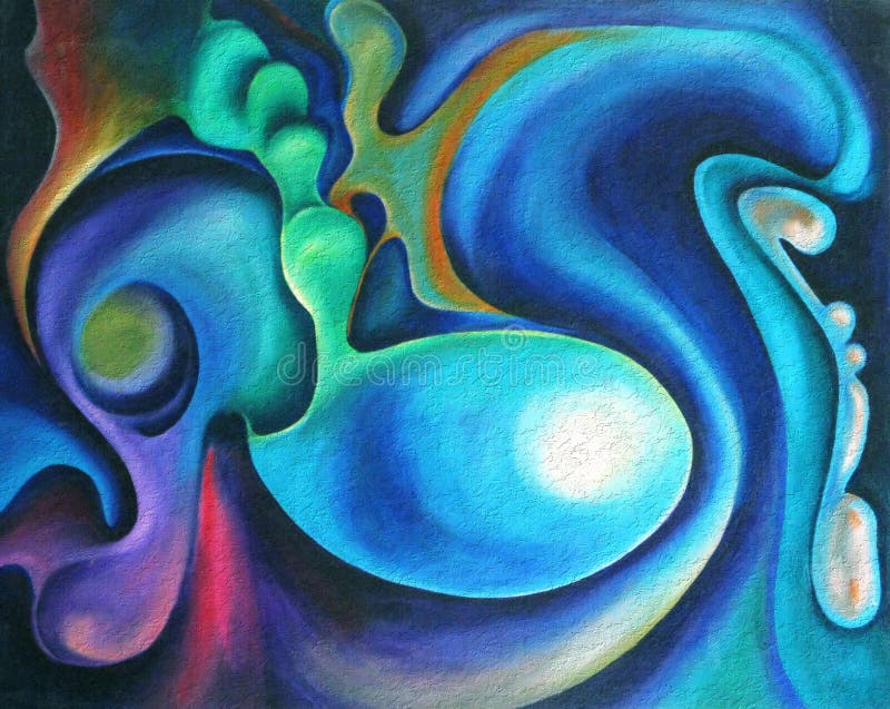 Peinture Abstraite Bleue Organique Illustration Stock - Illustration du ...