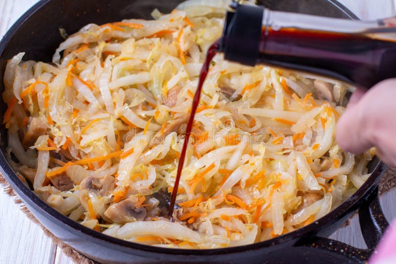Peking Cabbage with Vegetables in a Pan Stock Image - Image of cooked ...