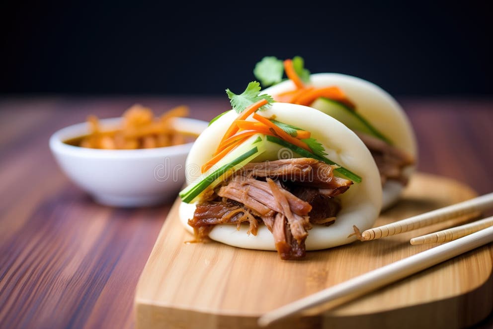 Peking Duck Bao Buns, Dim Sum Style Stock Illustration - Illustration of tradition, steamed ...