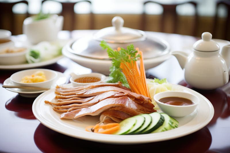Peking Duck in a Fine Dining Setting Stock Illustration - Illustration ...