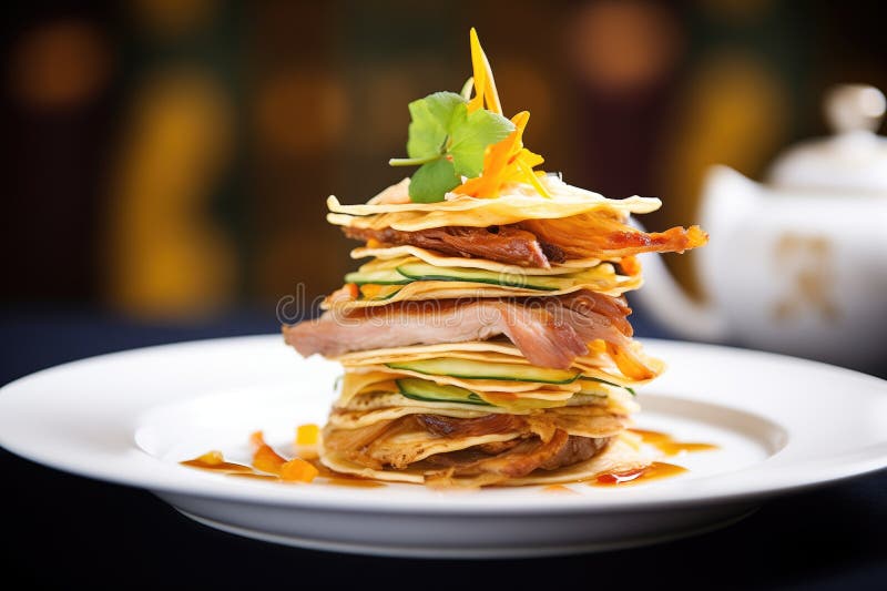 Peking Duck with Mandarin Pancakes Stack Stock Photo - Image of ...