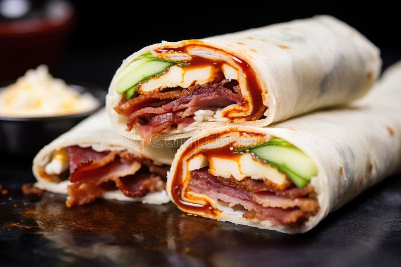 A Peking Duck Roll with a Bite Taken Stock Photo - Image of traditional ...