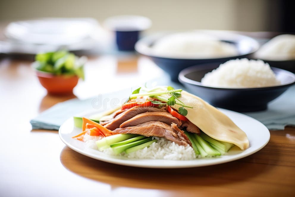 Peking Duck with Steamed Rice Stock Photo - Image of plate, generated ...