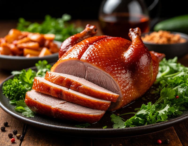 Peking duck on the table stock illustration. Illustration of ...