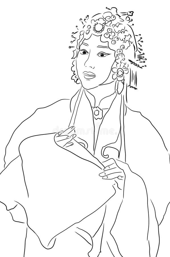 Peking opera Female roles stock vector. Illustration of line - 19008024