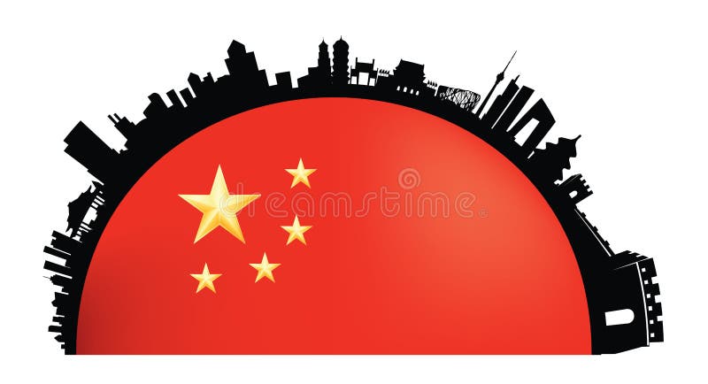 Die Flagge Peking-Skyline stock abbildung. Illustration von ...