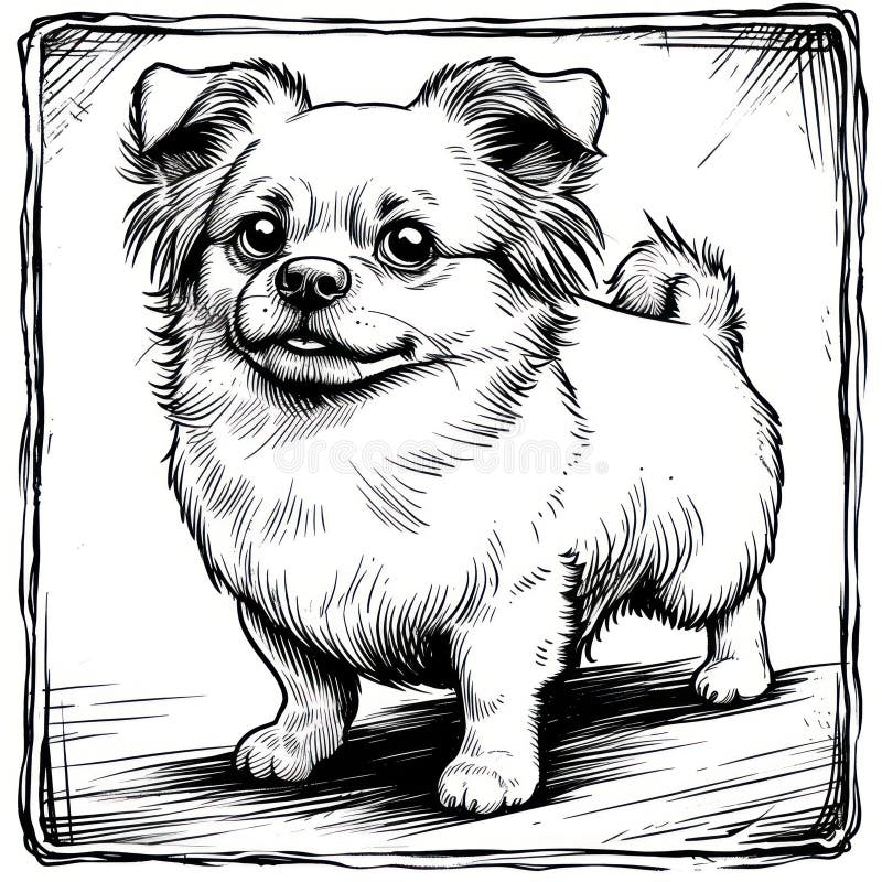 Pekingese Dog Drawing Coloring Book Page Stock Illustration ...