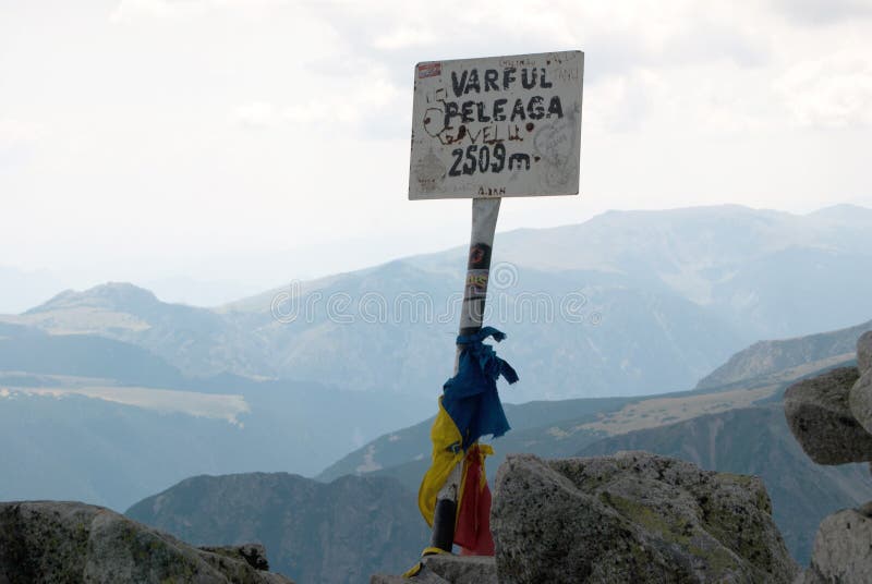 Peleaga peak sign editorial stock image. Image of happy - 49940414