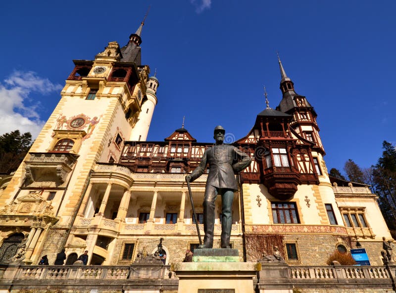 Peles Castle stock image. Image of blue, clouds, castle - 66561267